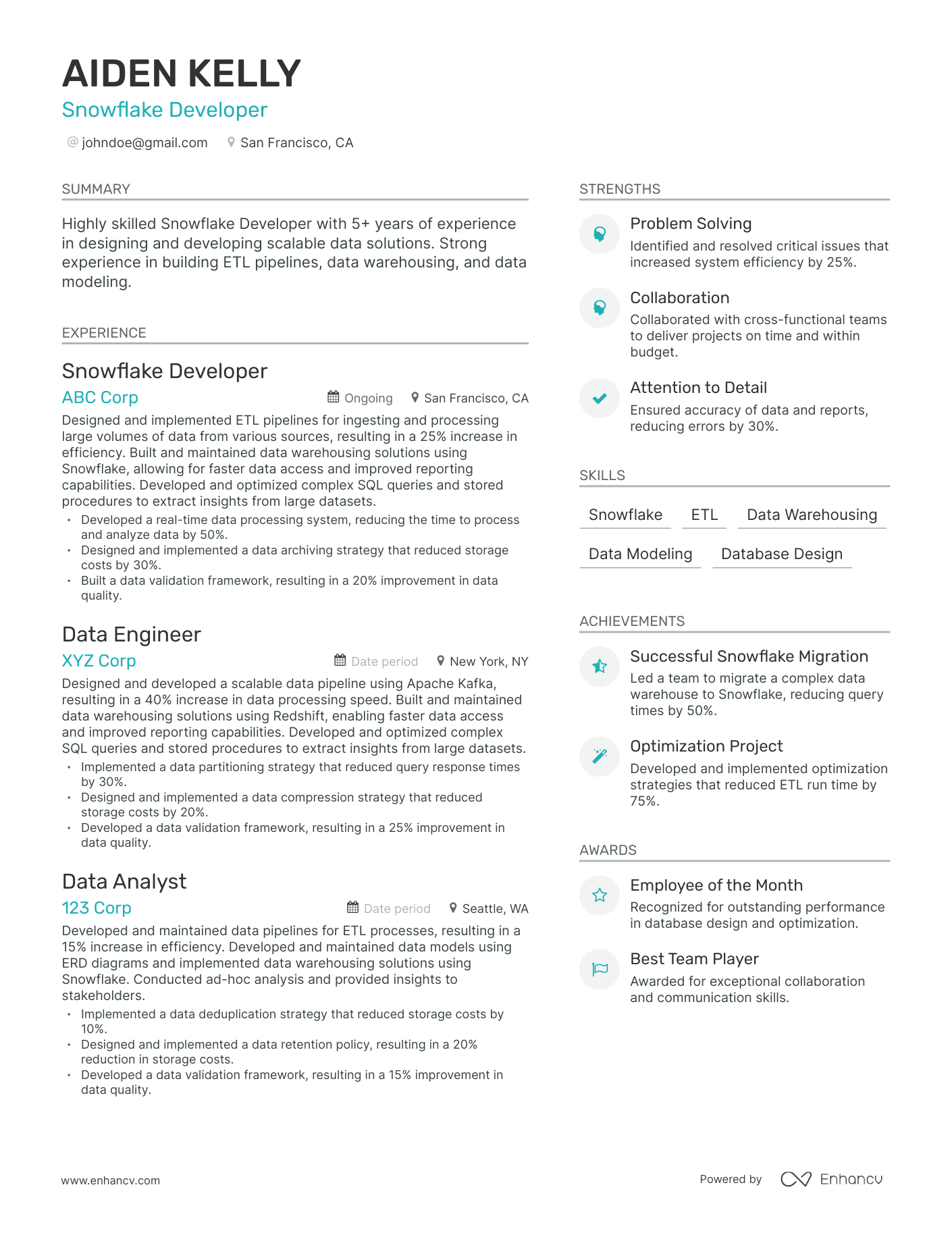5 Snowflake Developer Resume Examples And Guide For 2023 